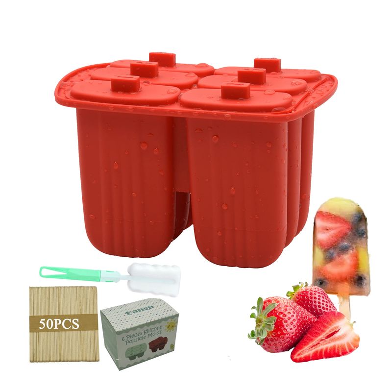 Silicone Ice Lolly Moulds with Stick, Ice Pop Moulds, 6 Pieces Silicone ...