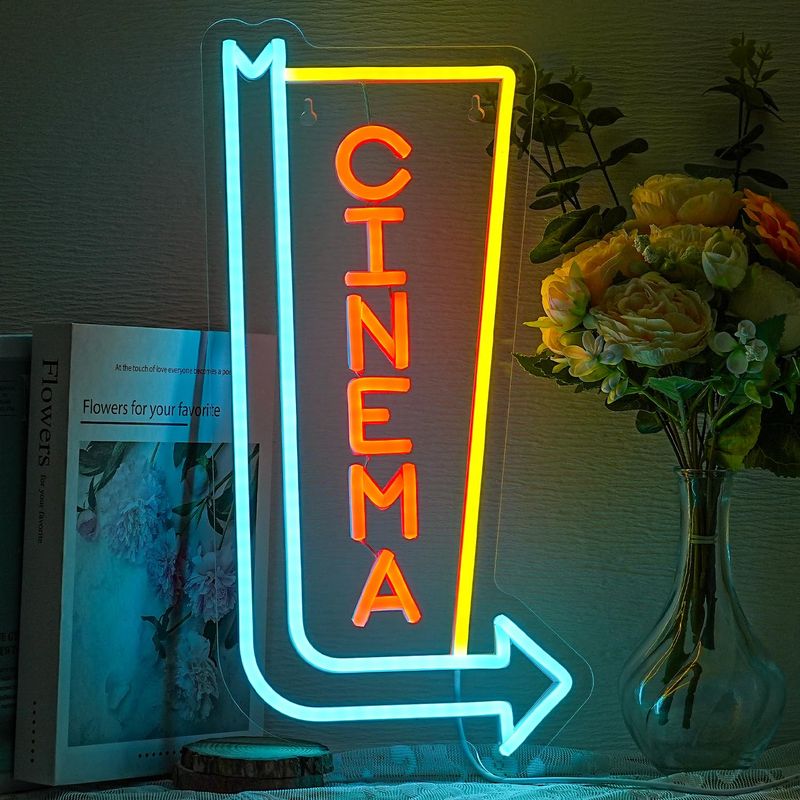 Alkkign Cinema Arrow Neon Sign Dimmable Letter Neon Light for Wall ...