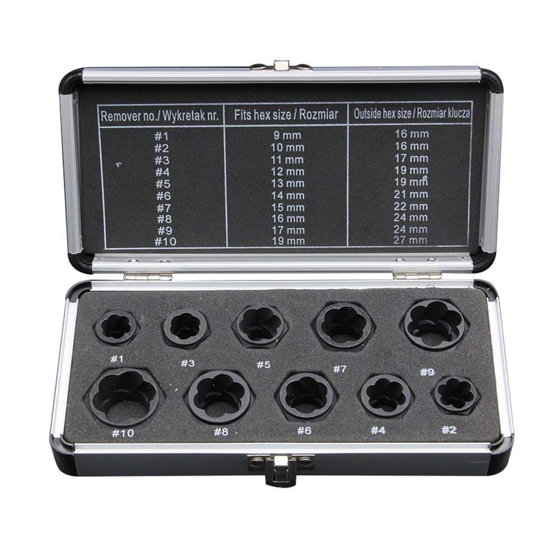 Yetaha 10pcs Nut Twister Nut Extractor Socket Set 9-19mm Crushed Bolt ...