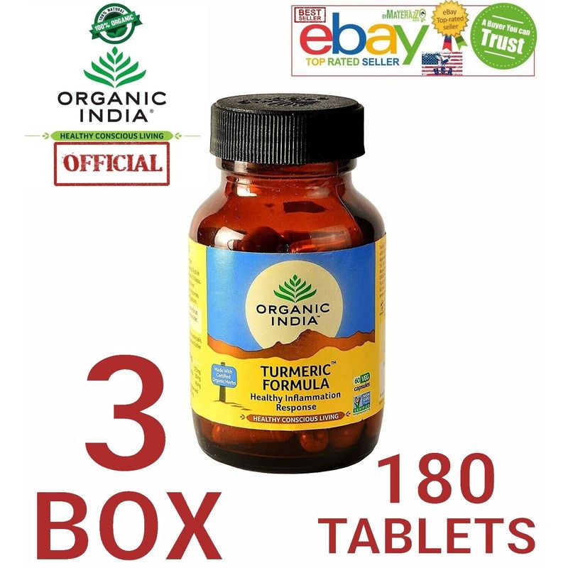 Turmeric Formula Organic India OFFICIAL USA 3 Bottles 180 Caps Immunity ...