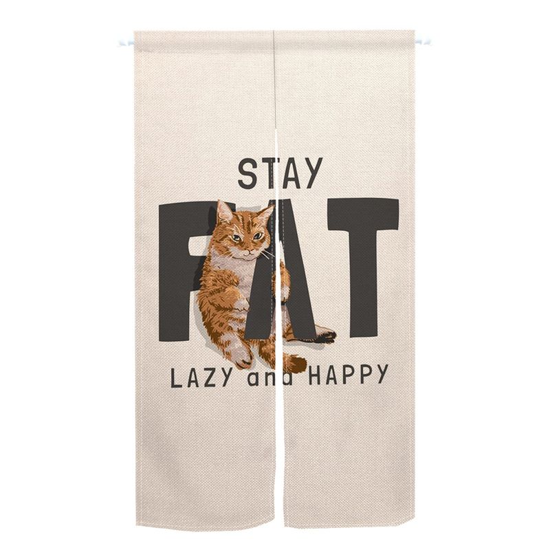Cute Cat Noren Japanese Curtain Doorway Curtain, Orange Cat Tapestry ...