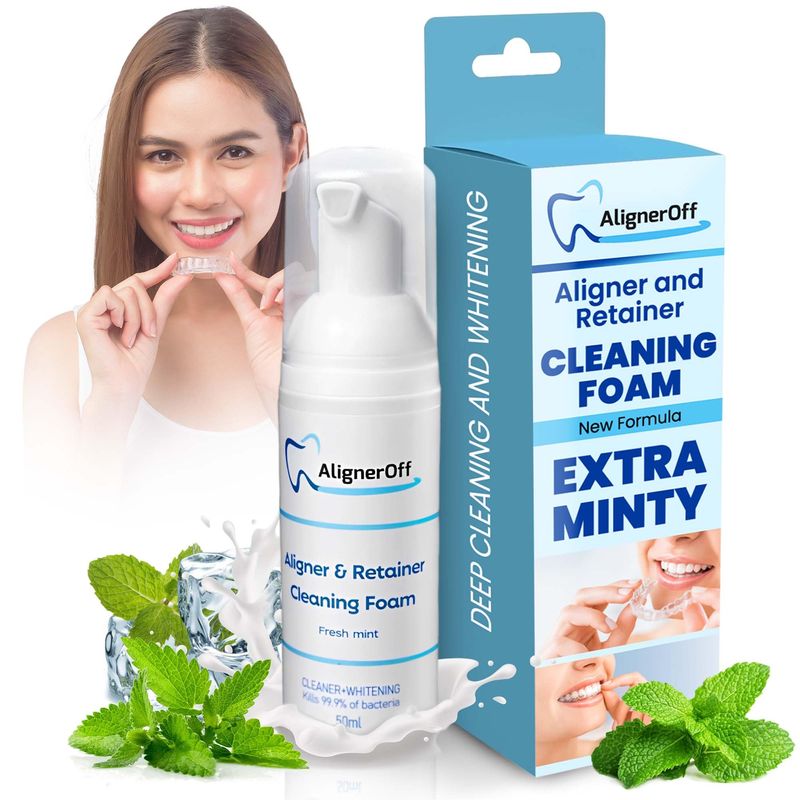 AlignerOff White Foam Retainer Cleaner – New Formula Whitening Foam for ...