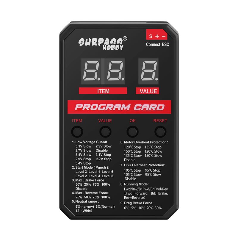 Surpass Hobby ESC Programming Card RC Car Electronic Speed Controller ...