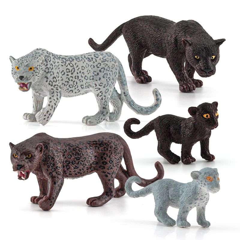 BRETOYIN Snow Leopard Figure Black Panther Figurine 5PCS Realistic ...