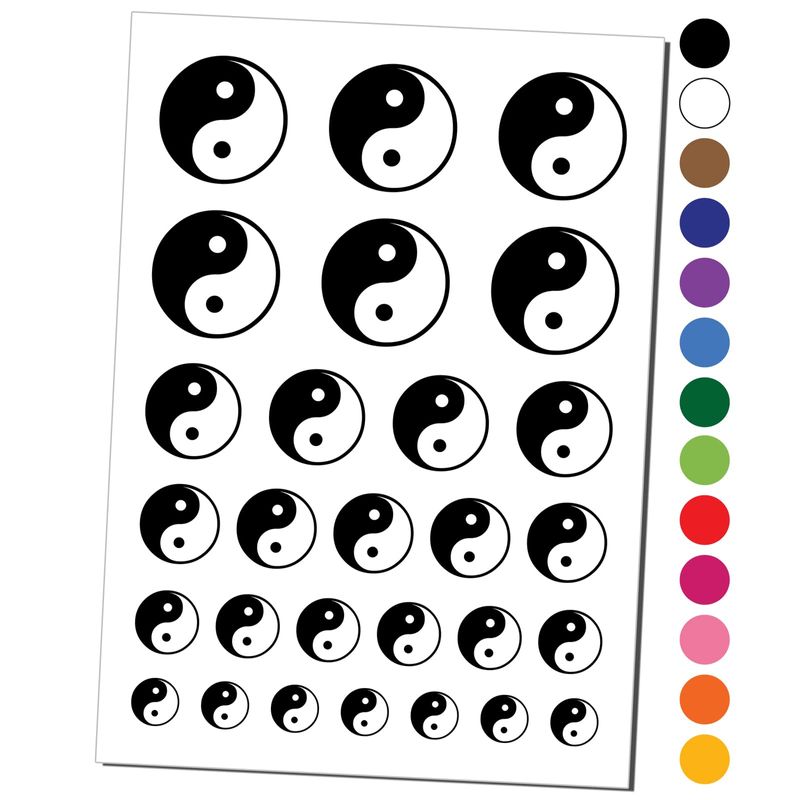 Yin and Yang Symbol Temporary Tattoo Water Resistant Fake Body Art Set ...