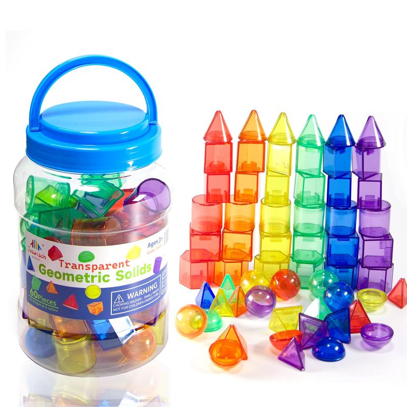 Joswisch 60 PCS 3D Shapes for Teaching, Geometric Solids - Geometric ...