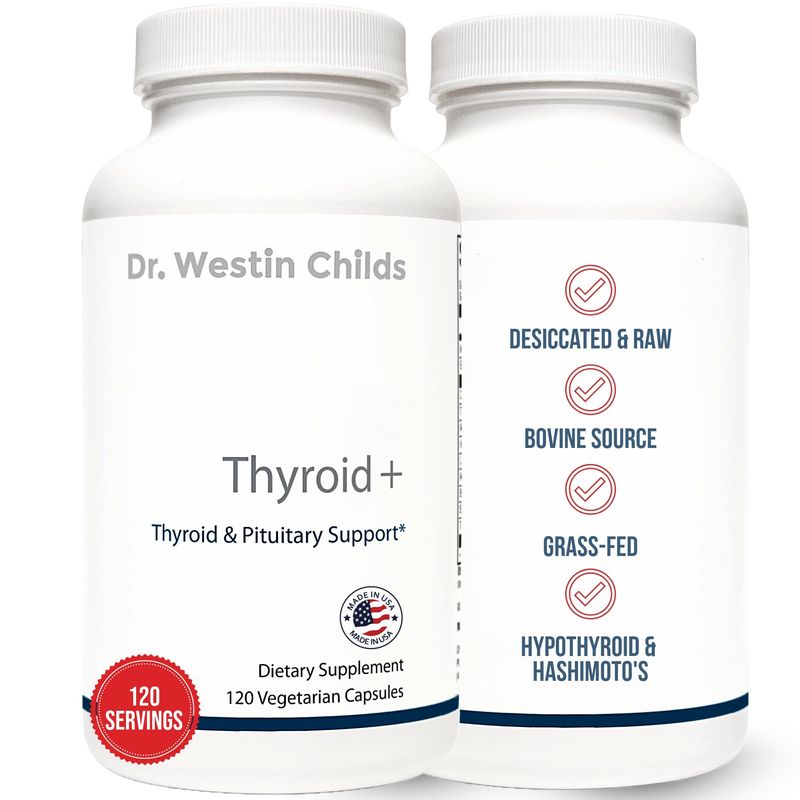 Dr. Westin Childs - Thyroid+ Raw Grass-Fed Desiccated Bovine Thyroid Support for Women with ...