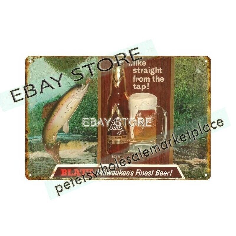 1950s Beer fishing tavern classics metal tin sign rustic tavern ...