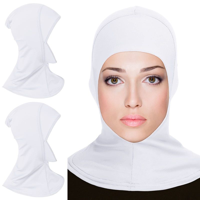 2 Pieces Modal Hijab Cap Adjustable Muslim Stretchy Turban Full Cover ...