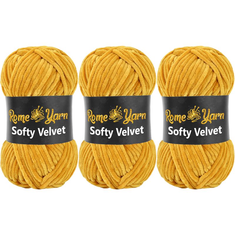 Rome Yarn Softy Velvet Yarn 3 x 100g - 120m 100% Micro Polyester Baby ...