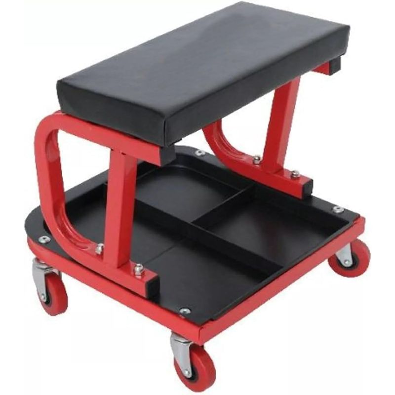 Mechanics Creeper Seat – Padded Garage Rolling Stool with Tool Storage ...