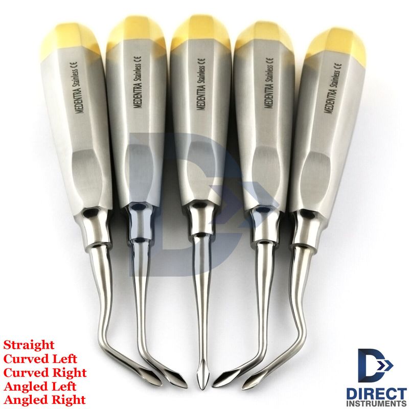 Set of 5 Dental Spade Bone Elevator Preservation Molar Kit Straight ...
