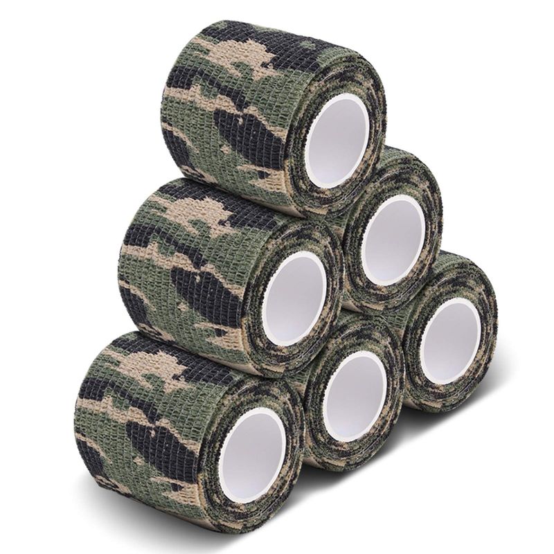 AIRSSON 6 Rolls Camo Tape Camouflage Form Wrap 1.96'' x 177'' Self ...