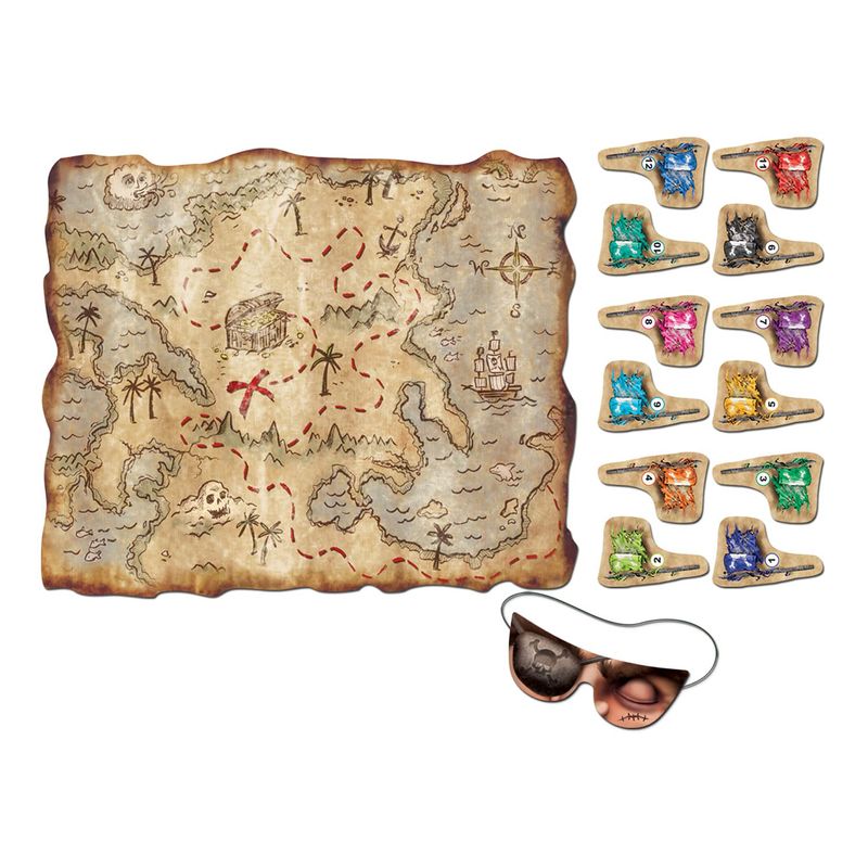Pirate Treasure Map Party Game (mask & 12 flags included) Party ...