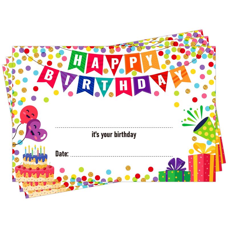 FaCraft Birthday Certificates for Kids Classroom - 36pcs Confetti Happy ...