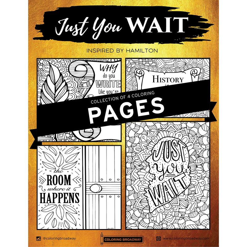 Coloring Broadway - Hamilton Inspired Coloring Pages (Set of 4), Just ...