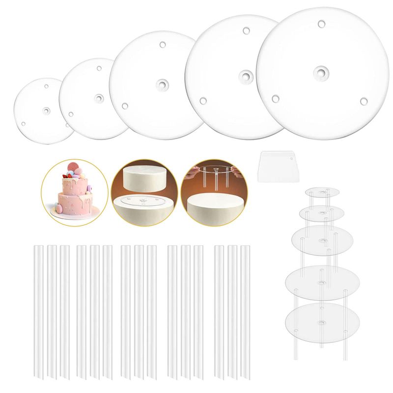 Cake supports for multi-tier cakes, 5 Piece Cake Stand Sets, cake base ...