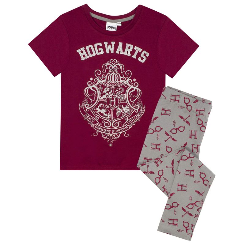 Harry Potter Pyjamas For Girls | Hogwarts Crest Glitter Print Long Leg ...