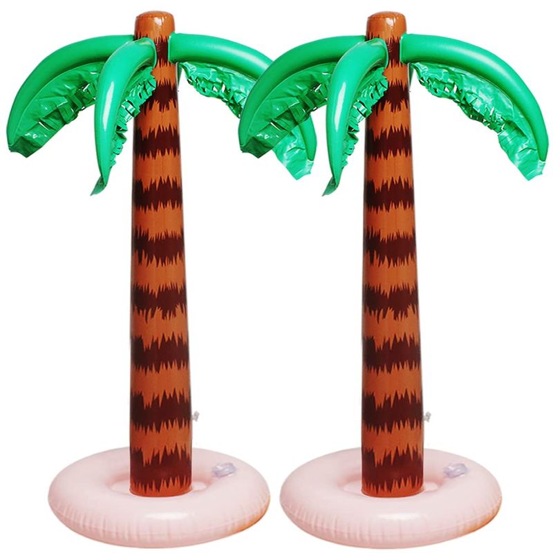 Inflatable Palm Tree Decoration, 2 Pack Jumbo Coconut Trees Beach ...