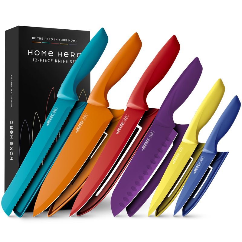 Home Hero Kitchen Knife Set with Sheath Covers - High Carbon Stainless ...