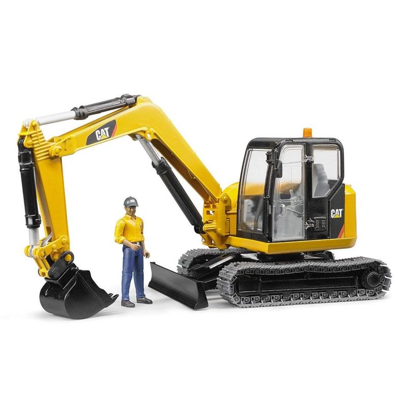 Bruder CAT Mini Excavator Construction Digger Toy with Worker, 1:16 ...