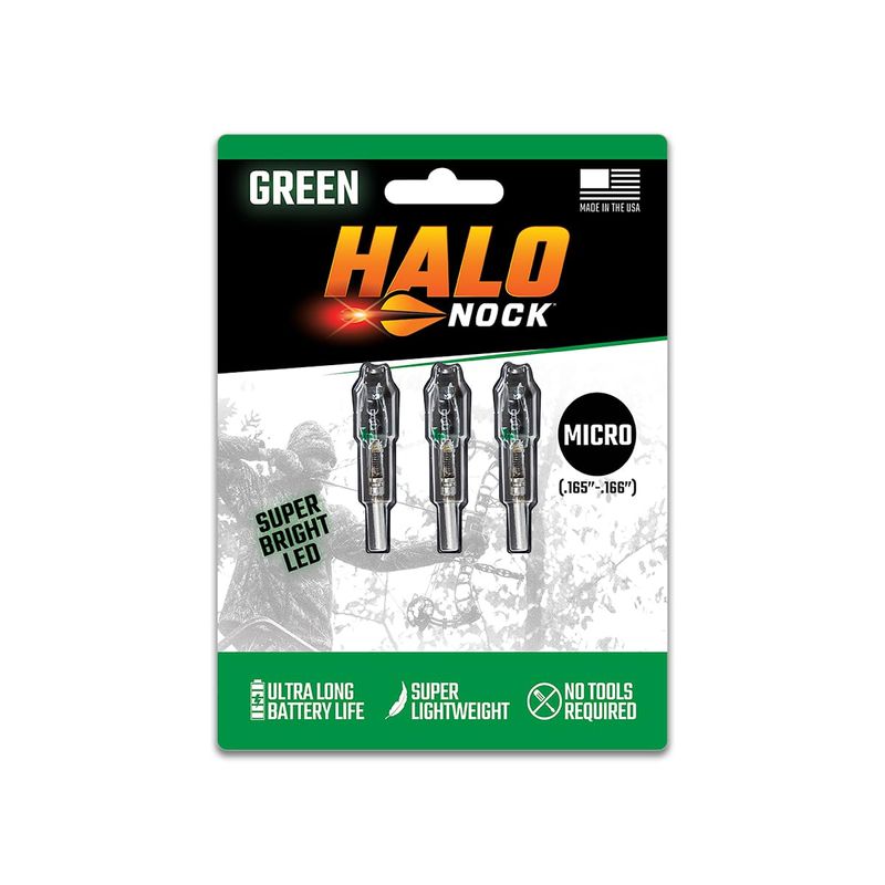 Halo Nock Micro Lighted Nocks for Archery & Bowhunting, Fits .165-.166 ...
