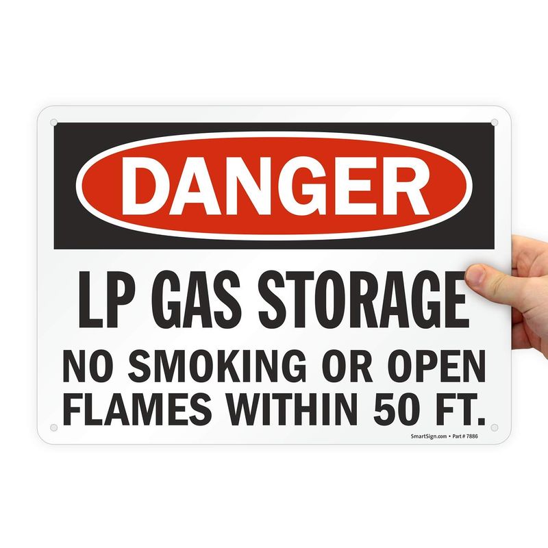 SmartSign "Danger - LP Gas Storage, No Smoking Within 50 Ft" Sign | 10 ...