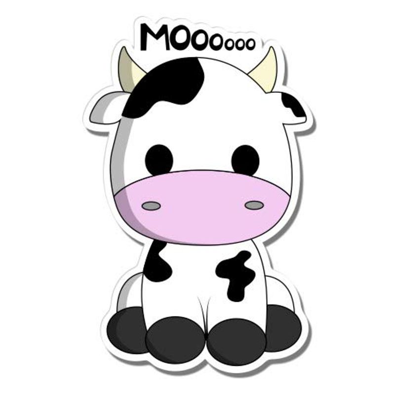 Cute Cow Moo - 8" Vinyl Sticker - for Car Laptop I-Pad - Waterproof ...