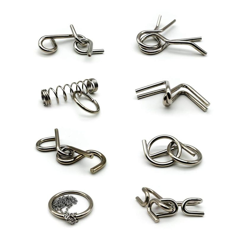 8 Sets Metal Brain Puzzles Primary Brain Teasers for Adults Kids, IQ ...