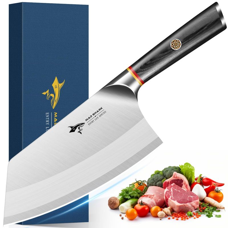 MAD SHARK High-end Cleaver Knife 7 Inch for Vegetable and Boneless Meat ...