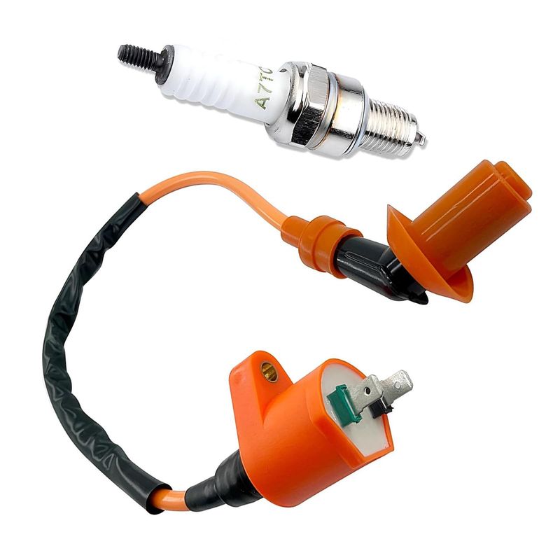 gunroil 2 PCS Motorcycle CDI Engine Ignition Coil Spark Plug, GY6 50cc ...