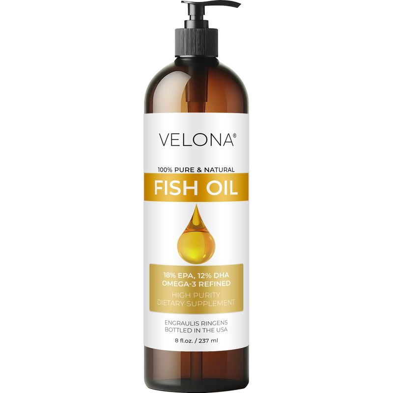 Fish Omega-3 Oil by Velona - 8 Fl Oz | 100% Pure and Natural Carrier ...