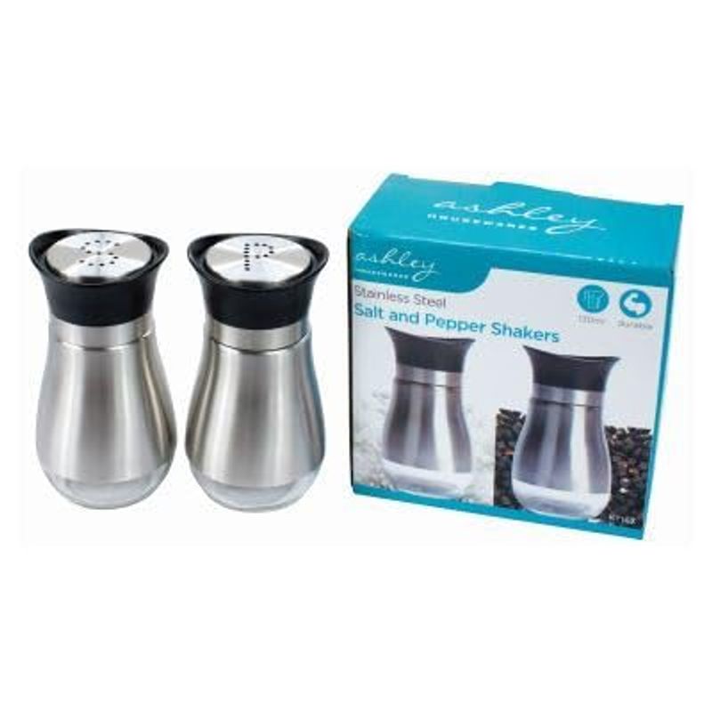Stainless Steel Salt & Pepper Shaker Set - Silver - Small Kitchen Table ...
