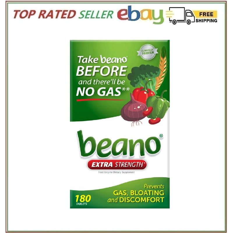 Beano Extra Strength Food Enzyme Dietary Supplement, 180 Tablets ...