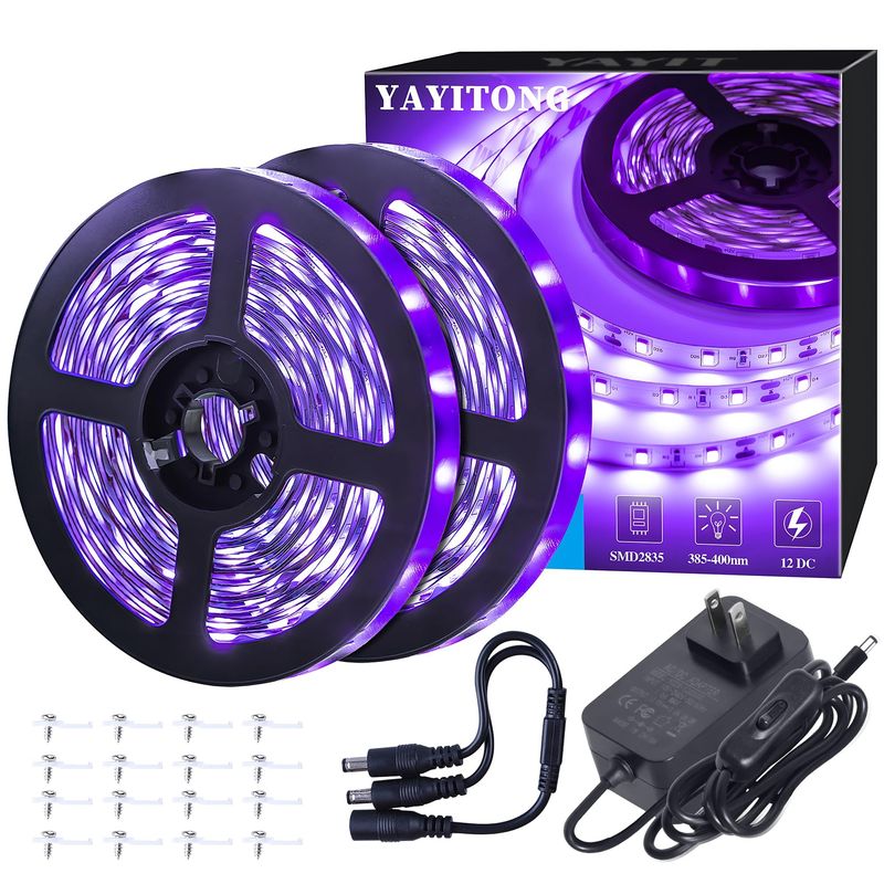 YAYIT 40 Foot Led Black Light Strip Kit, 720 Units Led, 12V Flexible ...