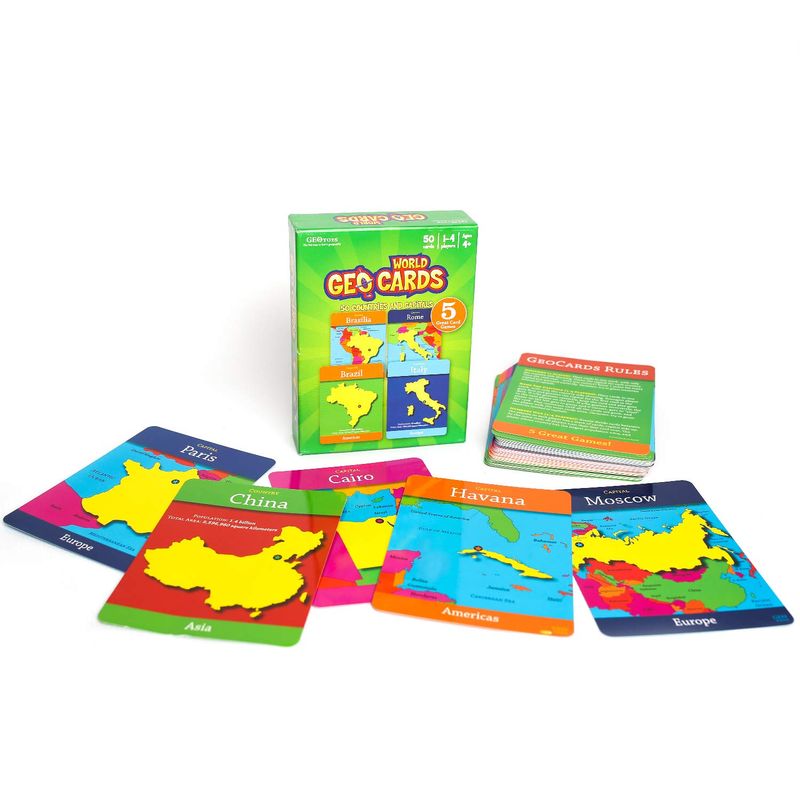 Geotoys GeoCards, World Flash Cards Geography Game, Kid Card Games for ...