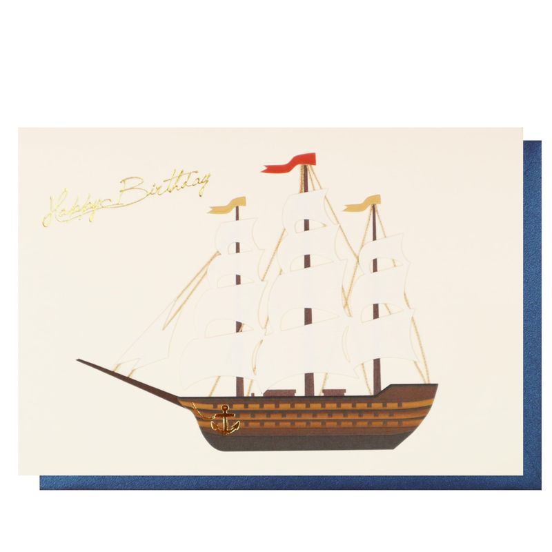 (Birthday Card, Boat, Sailing Boat, Blue) Leaf Work Company, Greetings ...