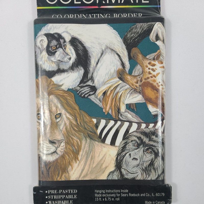 Colormate Coordinating Border Wallpaper Zoo Theme Lion Zebra Giraffe ...