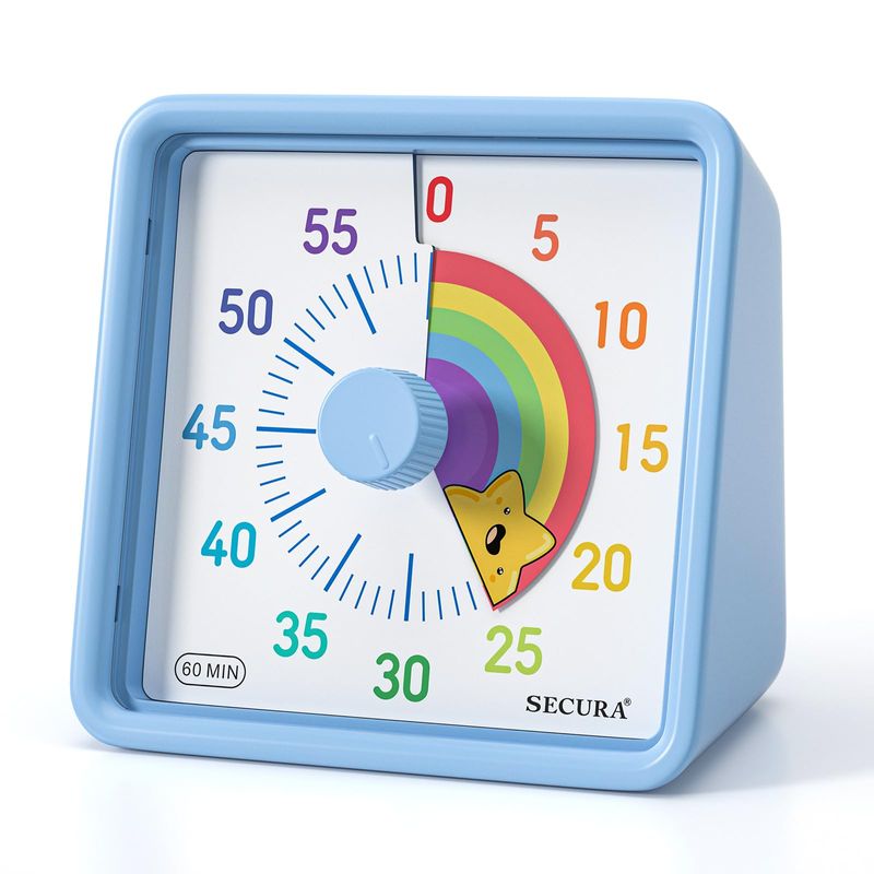 Secura 60-Minute Visual Countdown Timer for Kids & Office, Silent Time ...
