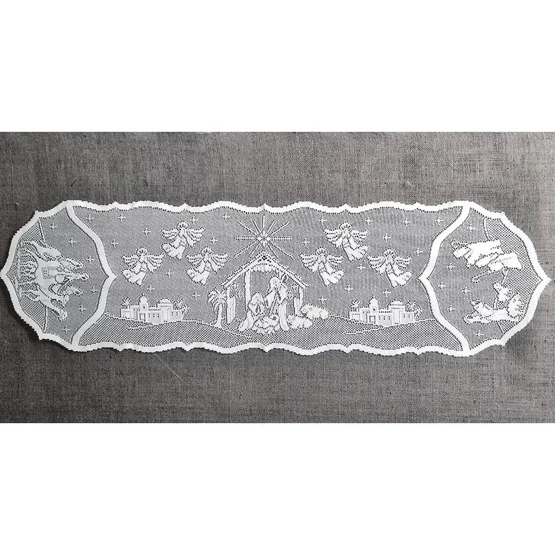 Heritage Lace White Nativity Scene 14" x 54" Table Runner Dining Room ...