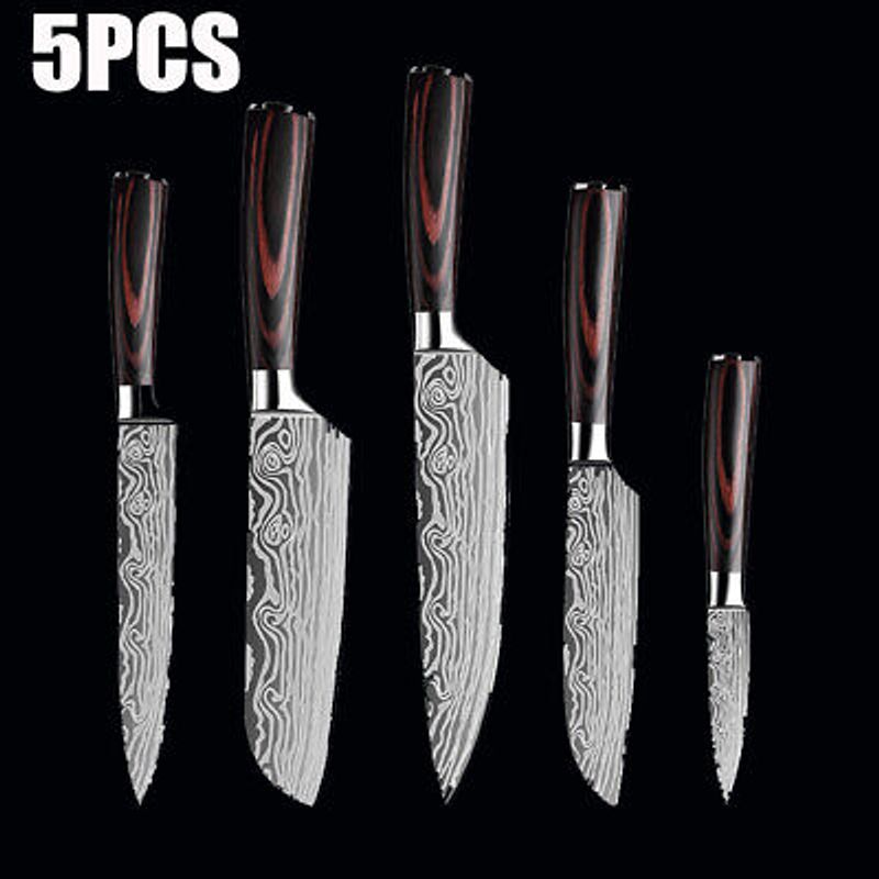 Juego Set De Cuchillos Para Cocina 5 Piezas Profesional Acero ...