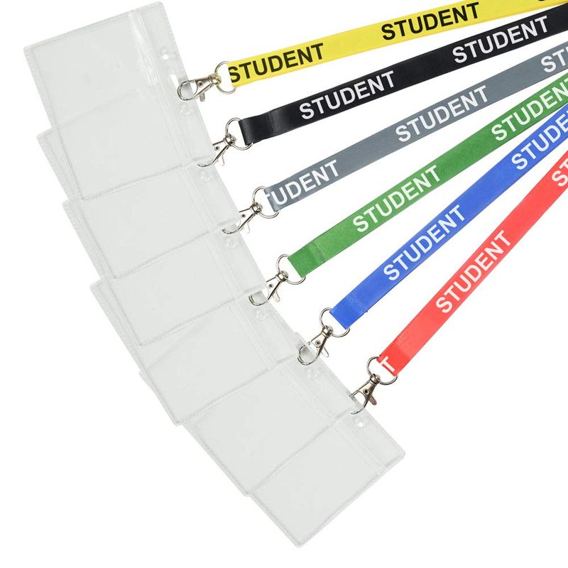 Red Student Lanyard Neck Strap w/PVC Card Holder for ID Cards, Name ...