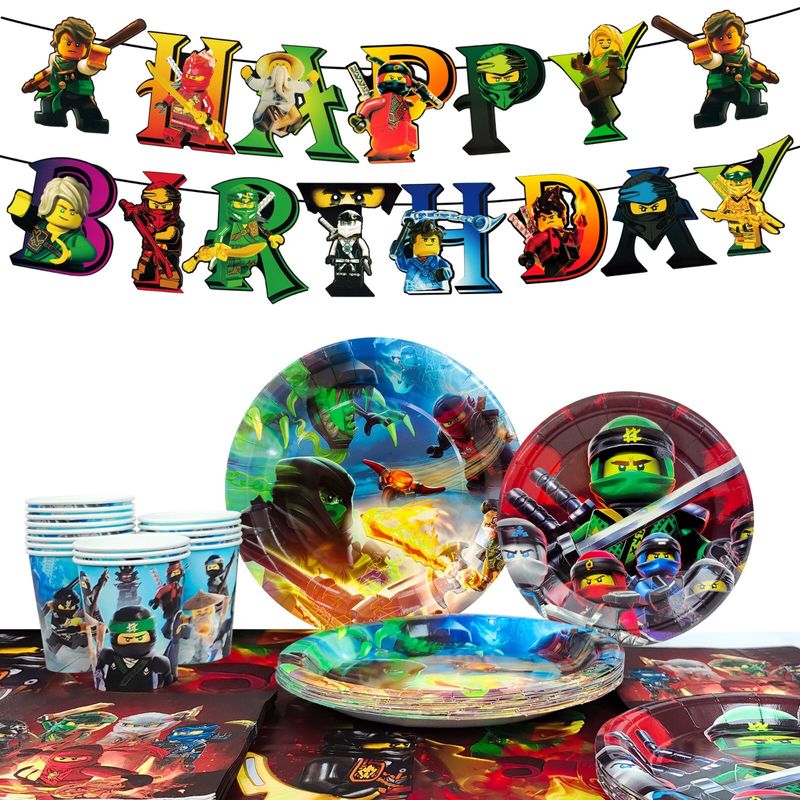 66 Pcs Ninjago Birthday Party Decorations Ninjago Party Supplies Plates ...