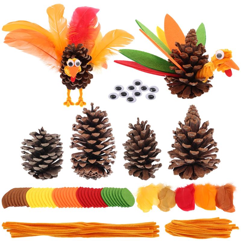 Thanksgiving Pinecone Turkey Craft Kit Fall DIY Turkey Sets DIY ...