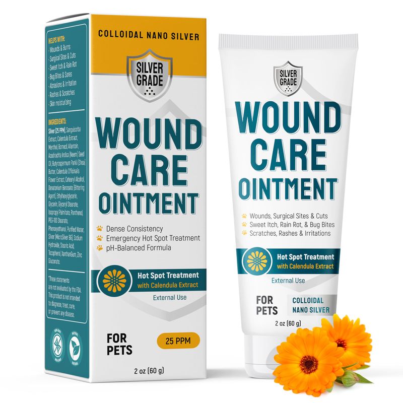 Wound Care Ointment with Silver & Calendula – Hot Spot Treatment for ...