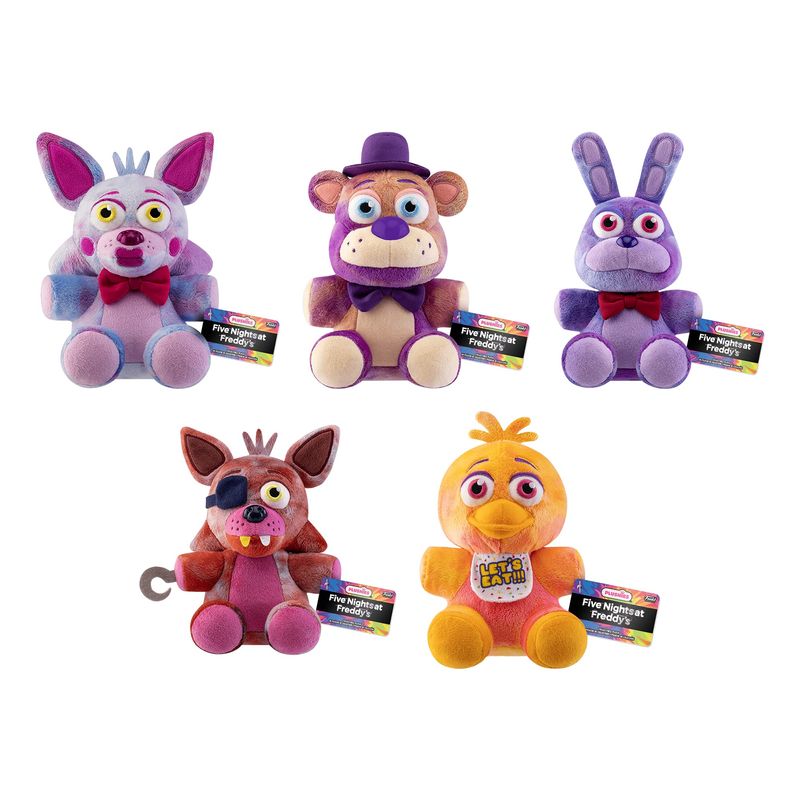 Funko Plush! FNAF Tie-Dye Set of 5 - Freddy, Bonnie, Chica, Foxy and ...