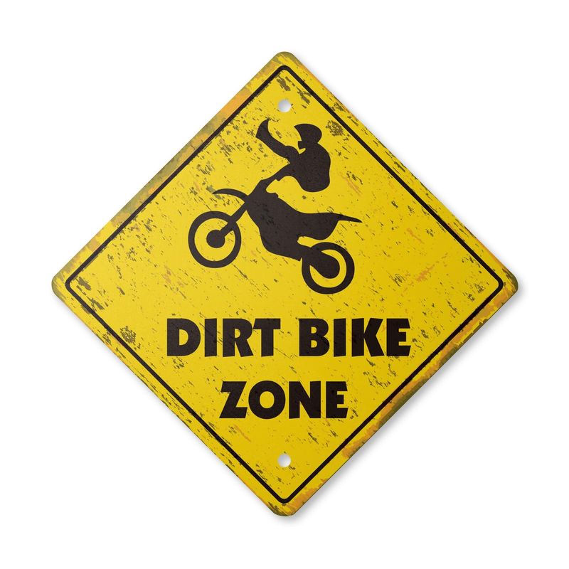 Dirt Bike Vintage Crossing Sign Zone Xing | Indoor/Outdoor Plastic | 17 ...