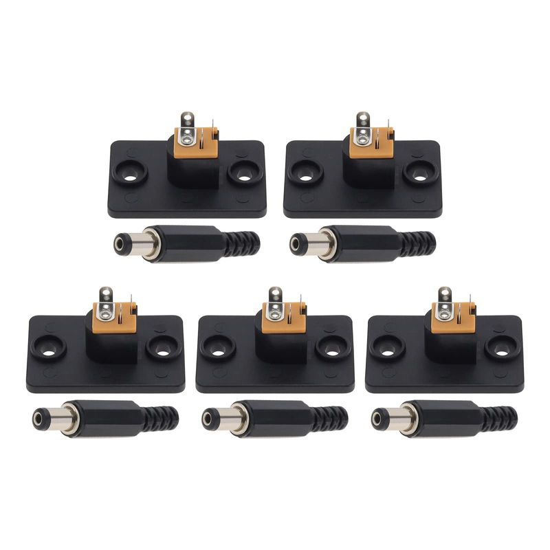 Micro Traders 5 Pairs Male Jack & Female Socket Panel Mount Barrel Jack ...