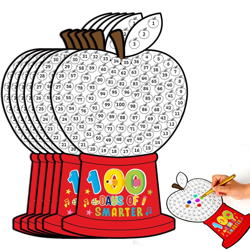 JarThenaAMCS 36Pcs 100th Day of School Gumball Posters Apples Shape DIY ...