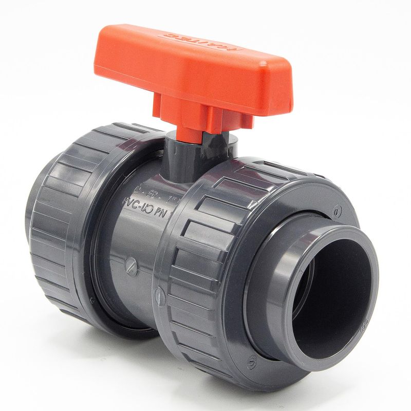 PVC ball valve, 50 mm, 1 1/2 inch, for adhesive sleeves and fittings ...